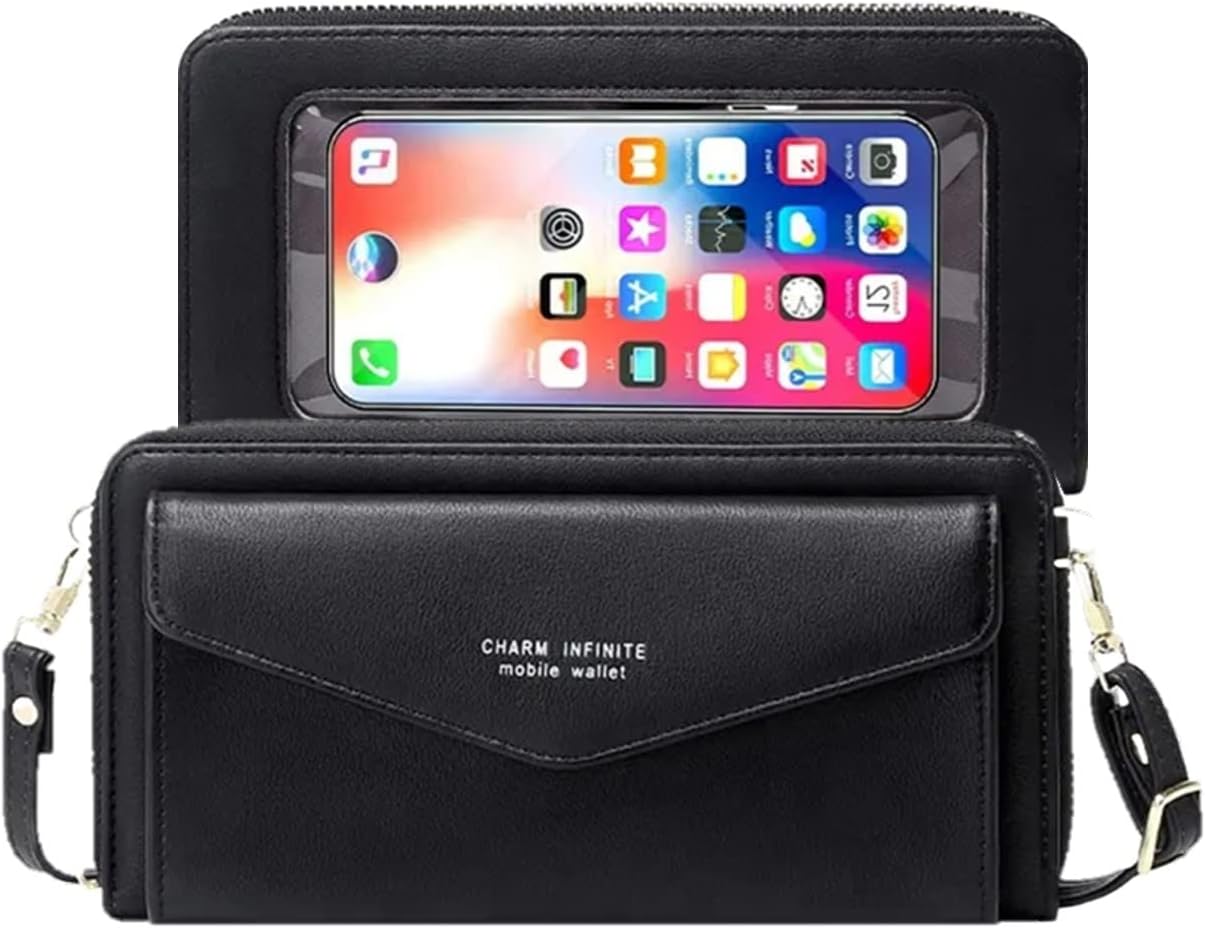 Faux Leather Crossbody Phone Bag for Women, RFID Blocking Touch Screen ...