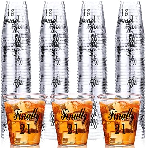Amazon.com: Roshtia 100 Pcs 21st Birthday Shot Glass Finally 21 Plastic ...