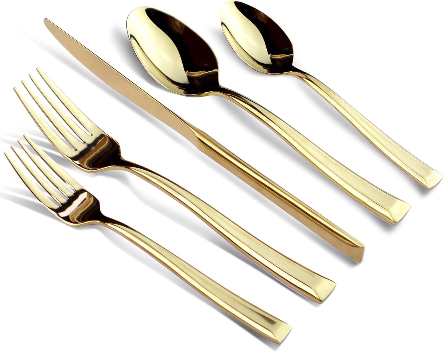 Amazon.com | QUEARI Bevel Gold 20-Piece Silverware Set, Forged ...