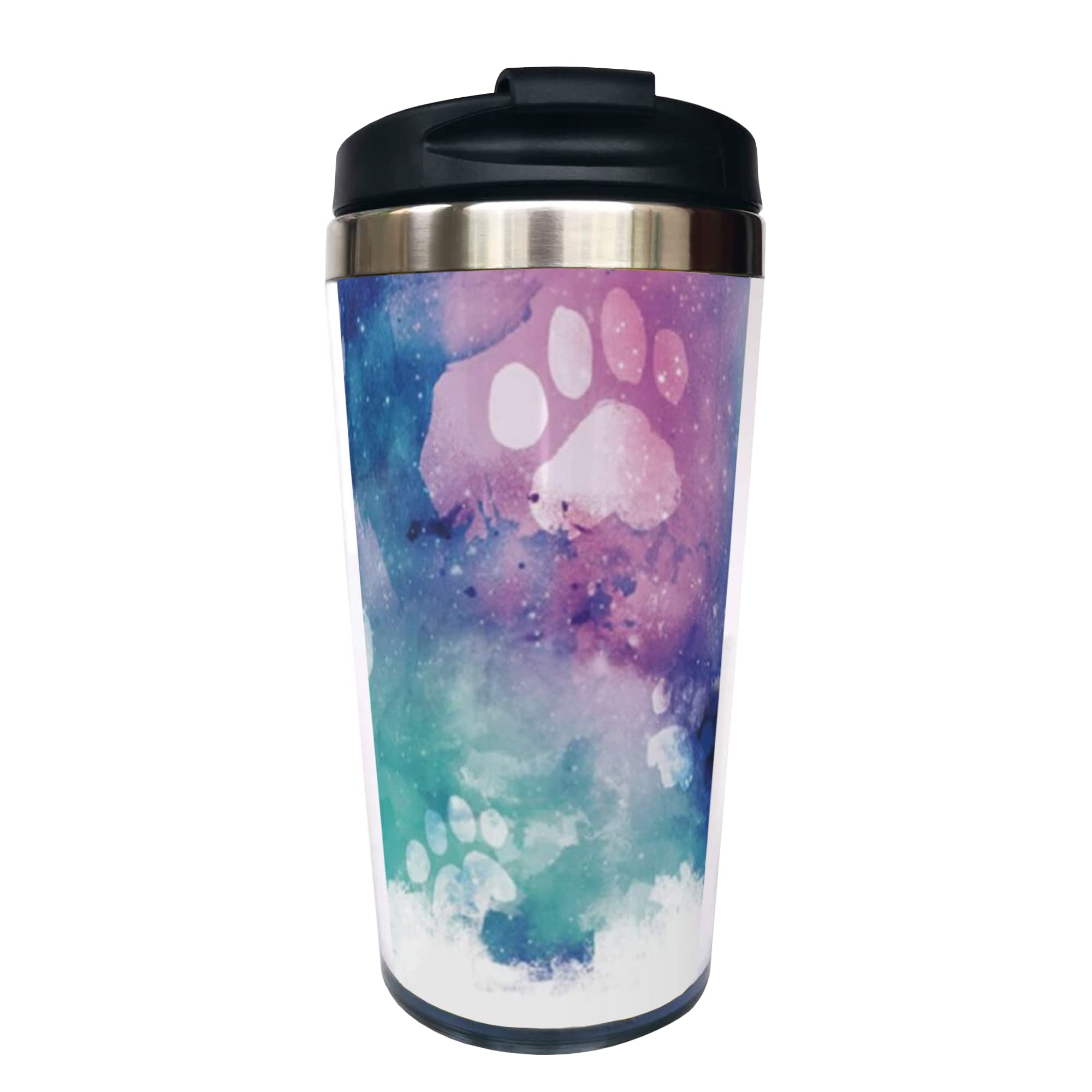 Dog Paw Print Travel Coffee Mug with Filp Lid, Stainless Steel ...