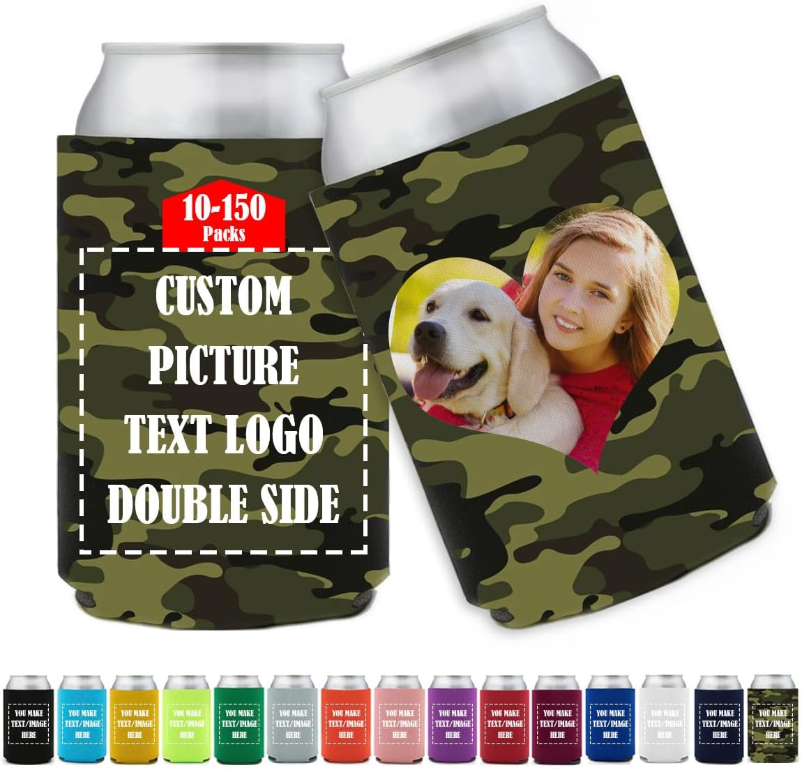 Amazon.com: Personalized Can Sleeve Beer Coolers 10-150 Pack Bulk ...