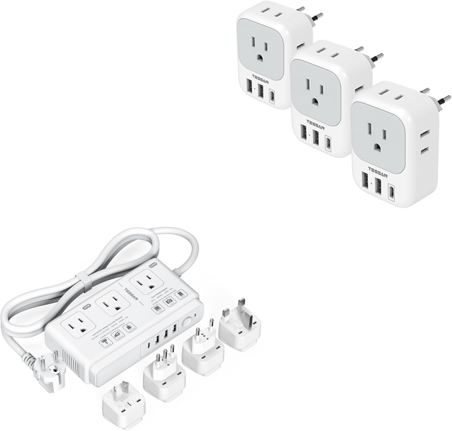 Amazon.com: TESSAN 3 Pack European Travel Plug Adapter USB C, US to ...