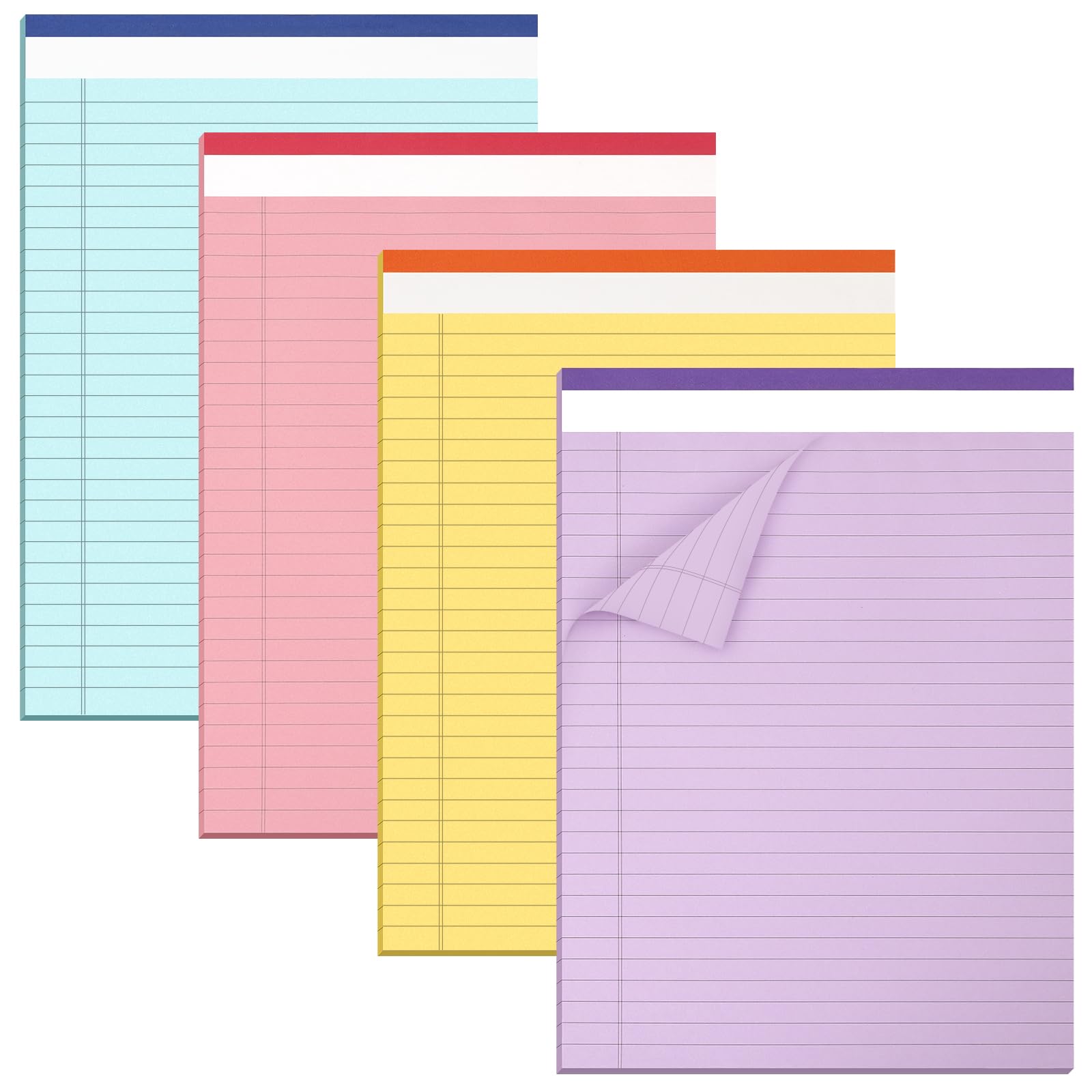 EOOUT 4 Pack Colored Legal Pads Writing Pads 8x11 Inch, 80GSM Thick ...