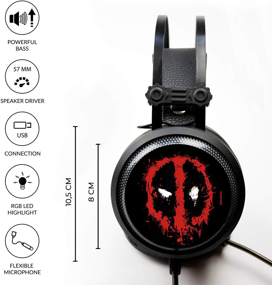ERT GROUP Deadpool Headphones, Gaming Headset with Mic, Over Ear ...