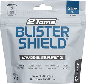 2Toms BlisterShield, Advanced Waterproof Blister Prevention Powder, Friction Free Protection for ...