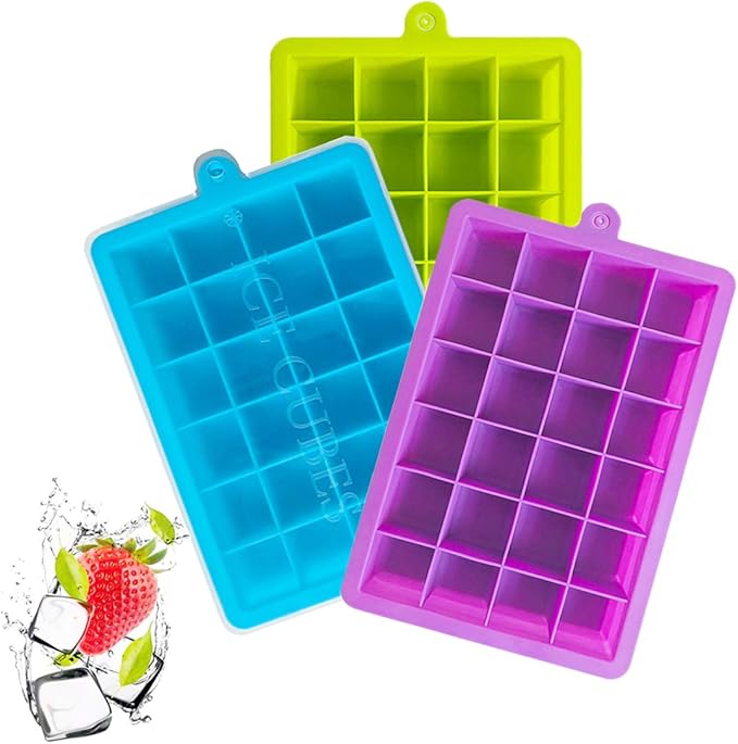 Amazon.com: Ice Cube Trays 3 Pack, Silicone Ice Tray with Removable Lid ...