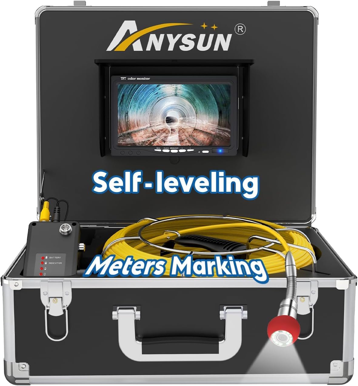 Snapklik.com : Anysun Sewer Camera Self-Leveling Pipe Snake Cam 100ft ...