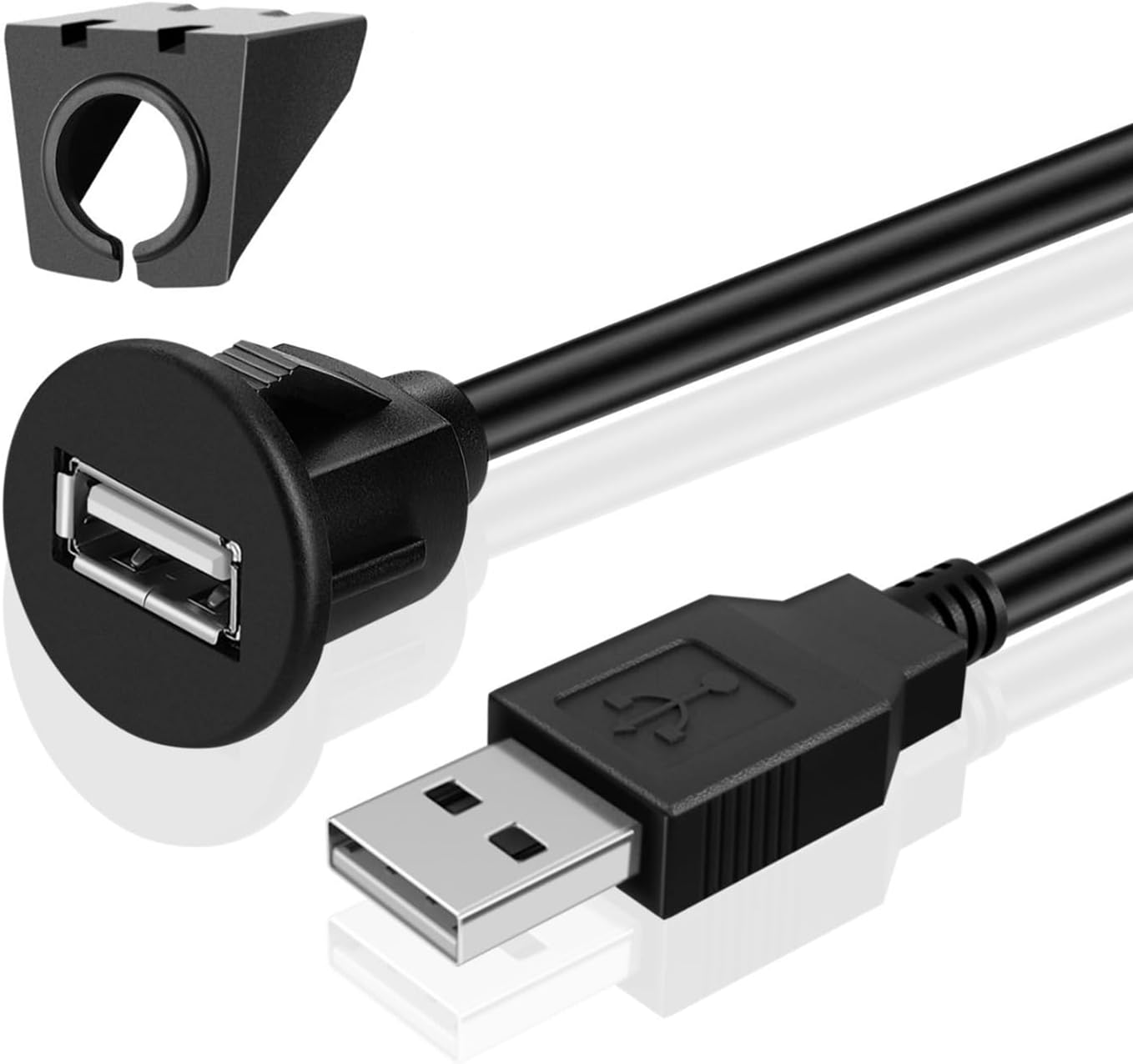 TNP USB Flush Mount Cable w/Buckle- Dashboard Panel Dash Mount 1 Port ...