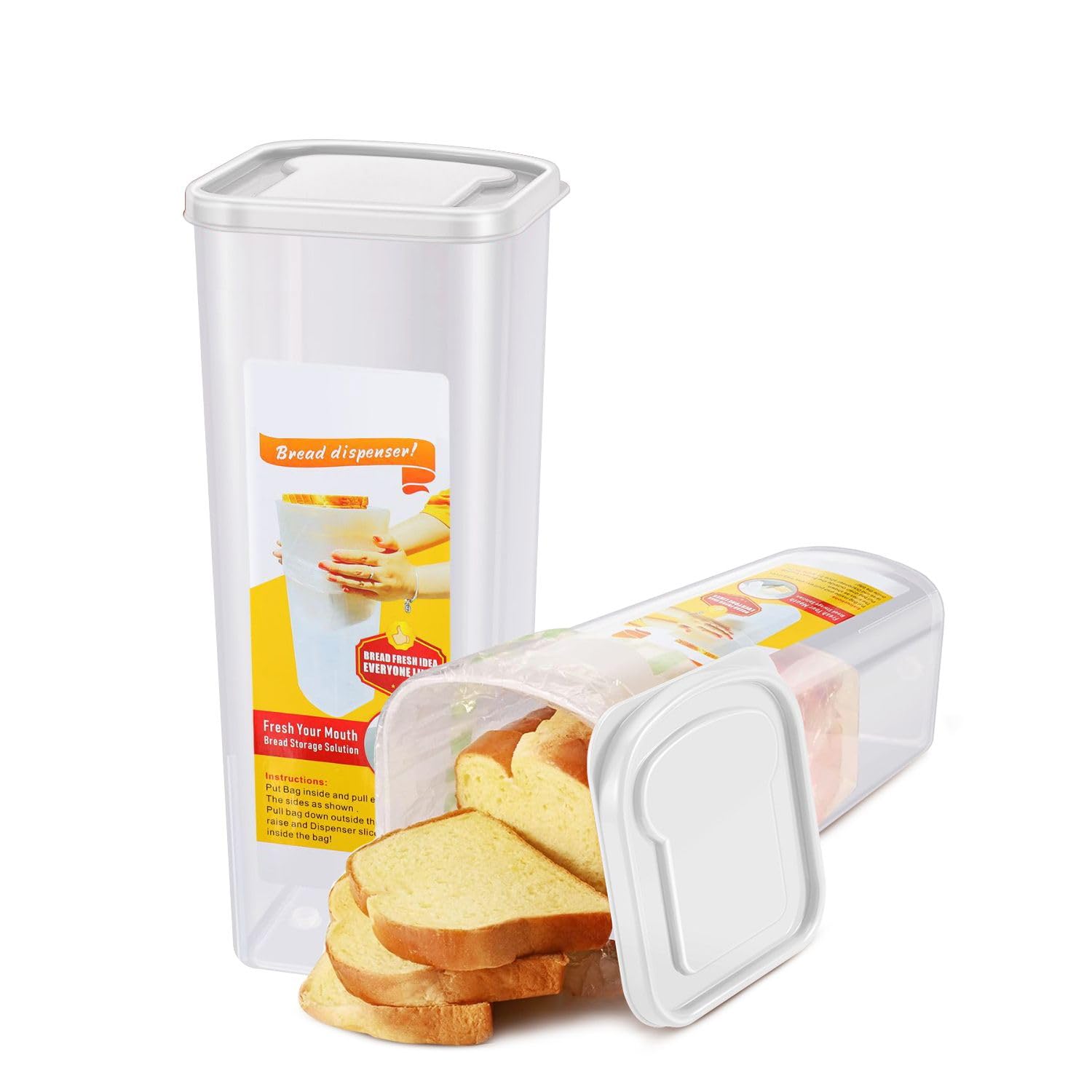 Snapklik.com : Flexzion 2 Pack Bread Containers Storage Airtight Loaf ...