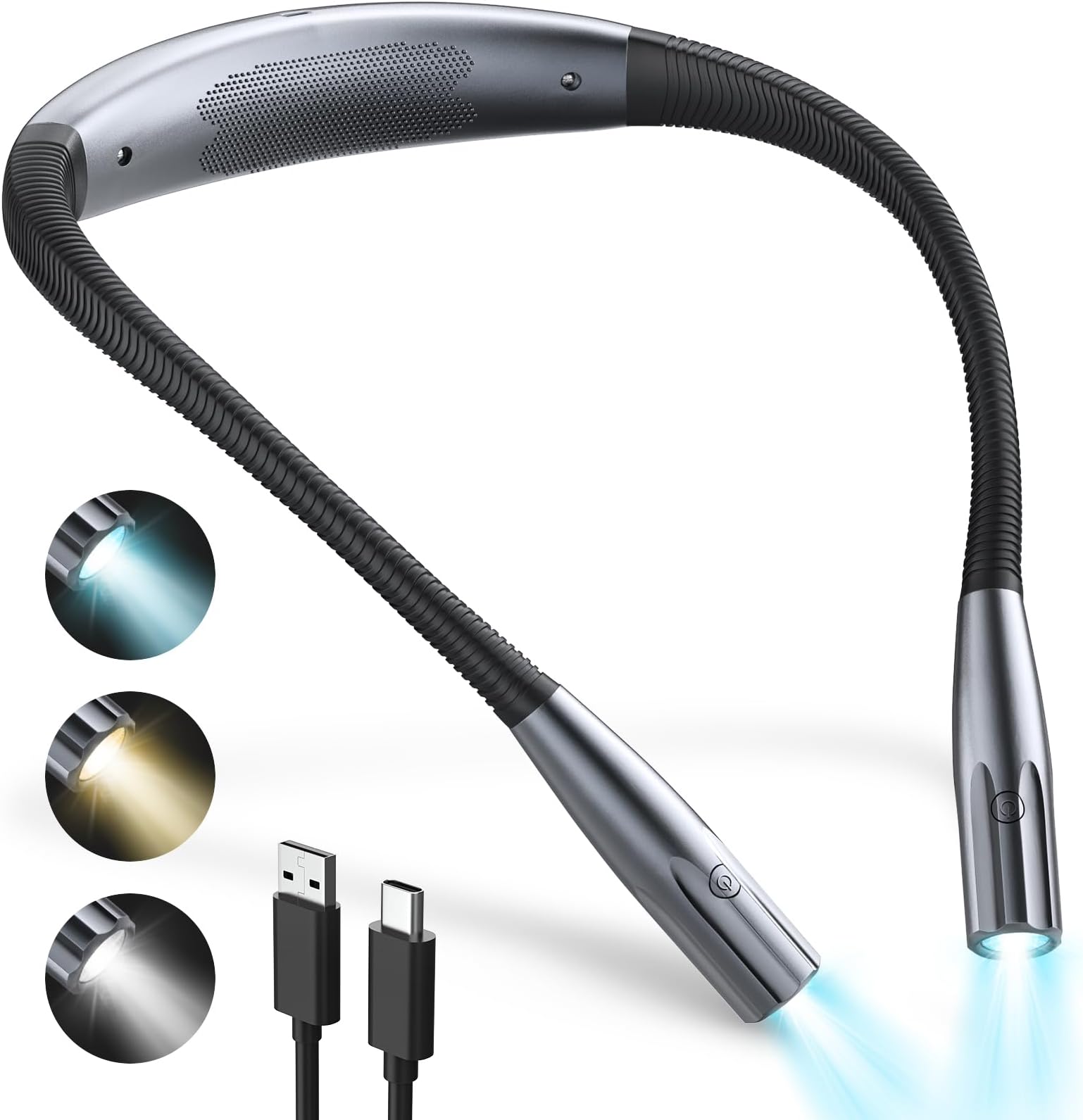 OPAUL USB Rechargeable Book Light, Clip-on LED Bookmark Reading Light ...