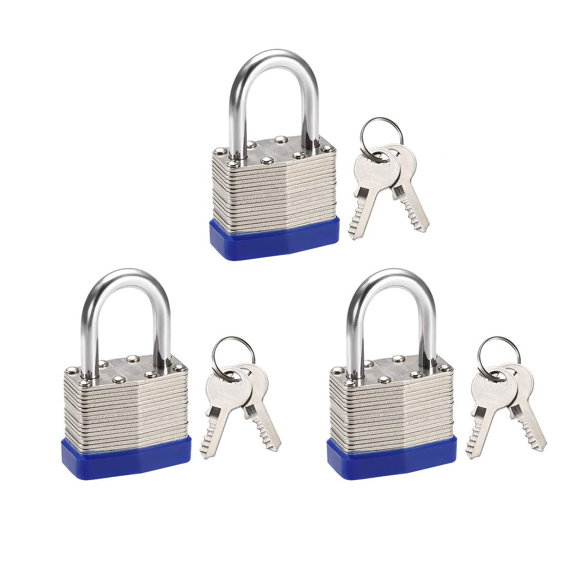 uxcell 3pcs 1 Inch Shackle Key Different Safety Padlock Steel Lock ...