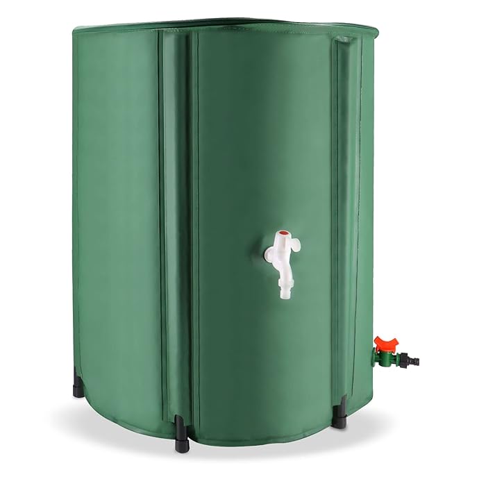 Buy 50 Gallon Collapsible Rain Barrel, Green Rainwater Storage Tank ...
