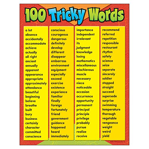 Amazon.com: Trend Enterprises 100 Tricky Words Learning Chart (1 Piece ...
