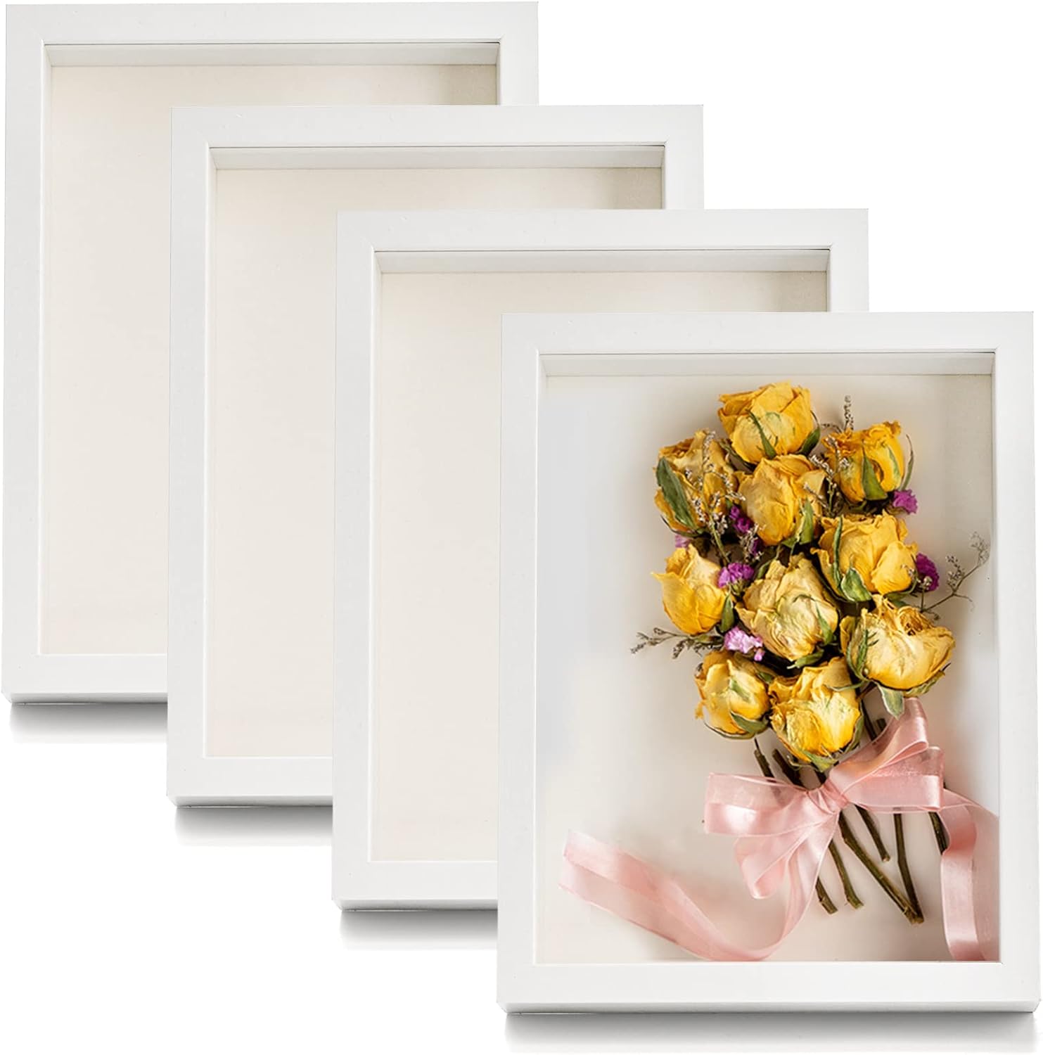 Hacaroa 4 Pack Shadow Box Frame, 8''x6'' Wood Picture Frame Memory ...