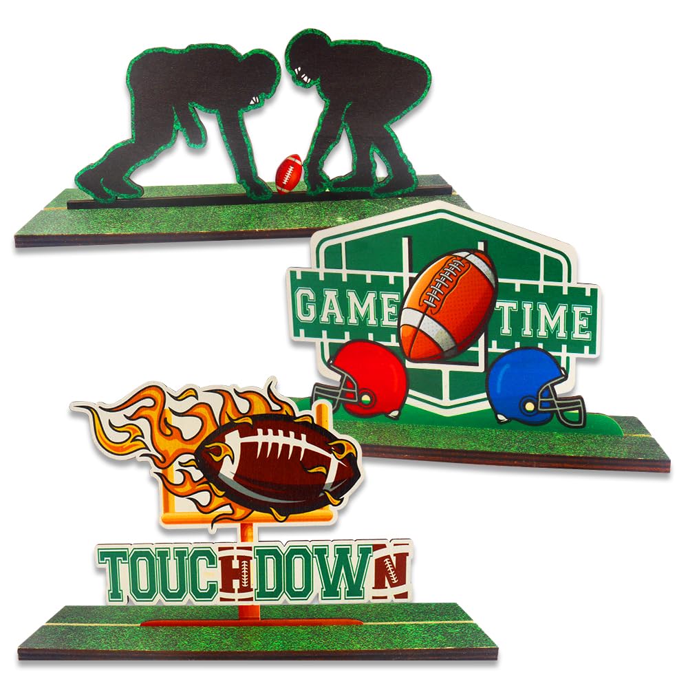 Amazon.com: Hying Football Wooden Centerpieces for Table, Football ...