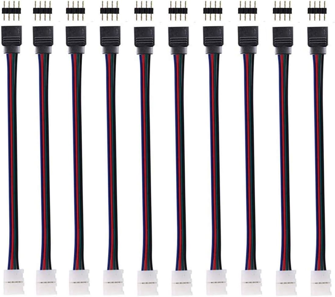 20 Pieces LED RGB Strip Light Connector Male and Female Connector Wire ...