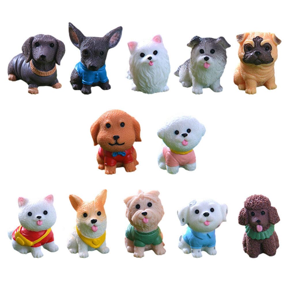 Amazon.com: Mini Resin Dogs, 12pcs Realistic Puppy Figures Dog ...