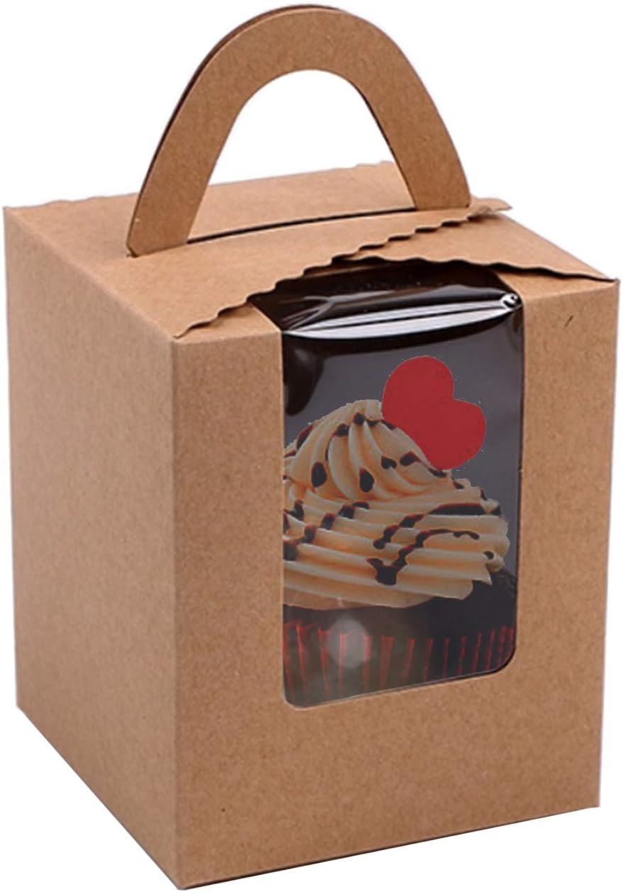 Amazon.com: 30 Pcs Cupcake Boxes Individual Kraft Paper Single Cupcakes ...