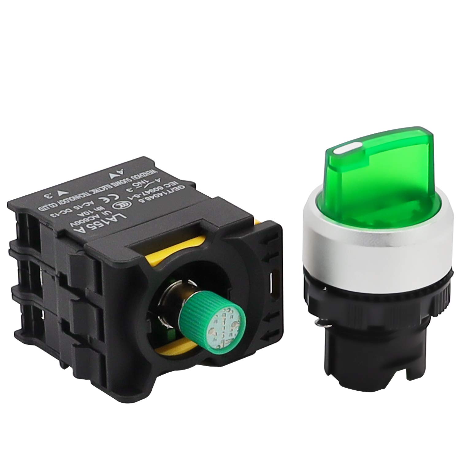 Snapklik.com : Mxuteuk Green LED Light Voltage 110V-220V 22mm 2 NO 3 ...