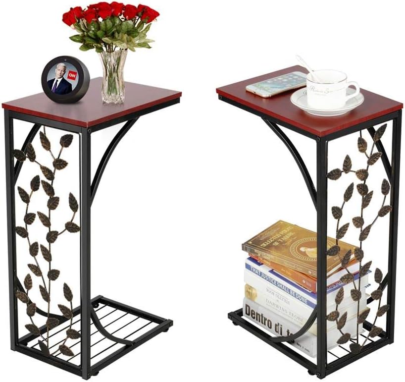 Yaheetech 2pcs C Shaped Small Side Table, Metal Coffee Tea Table ...