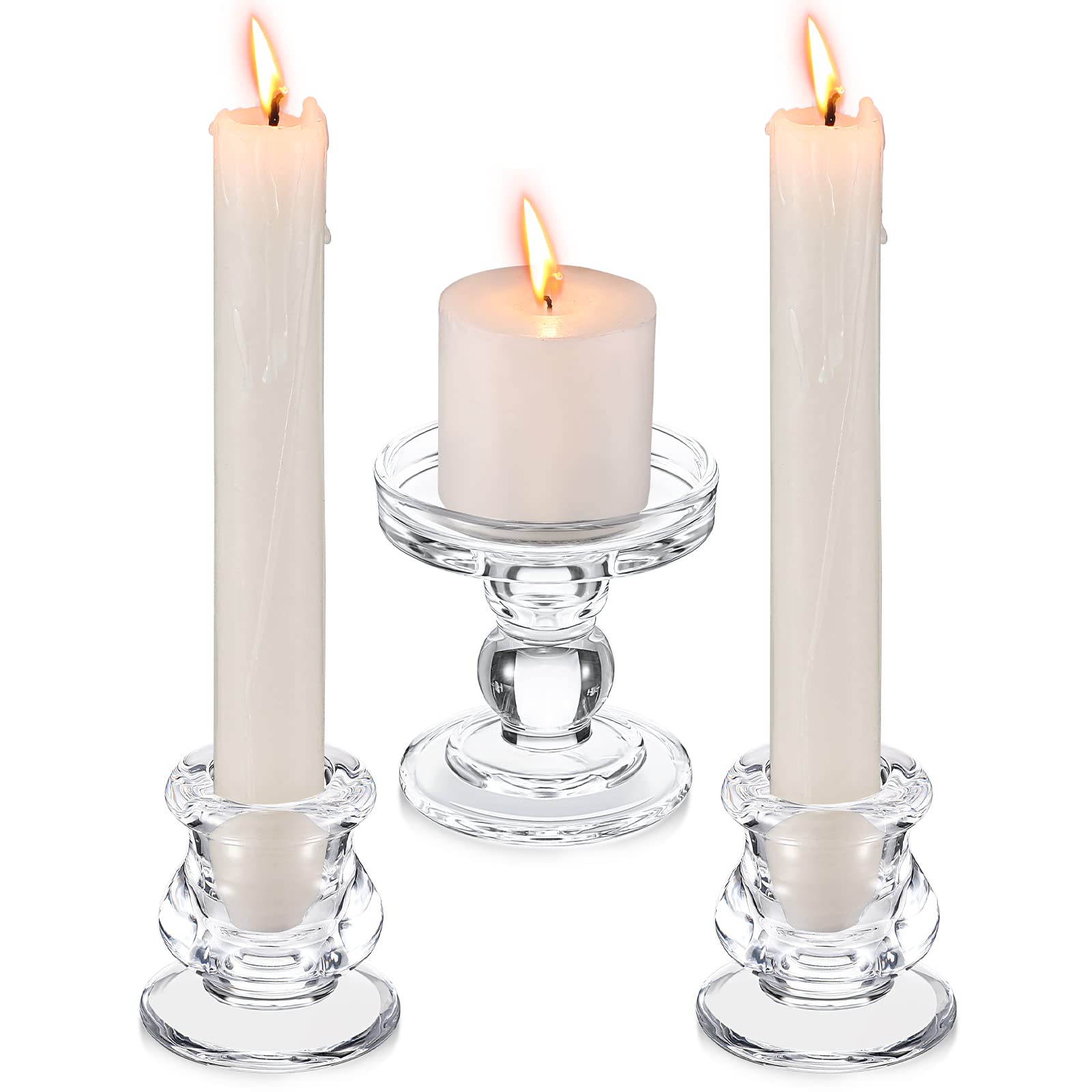 Amazon.com: Rtteri Set of 3 Crystal Taper Candle Holders for Pillar ...