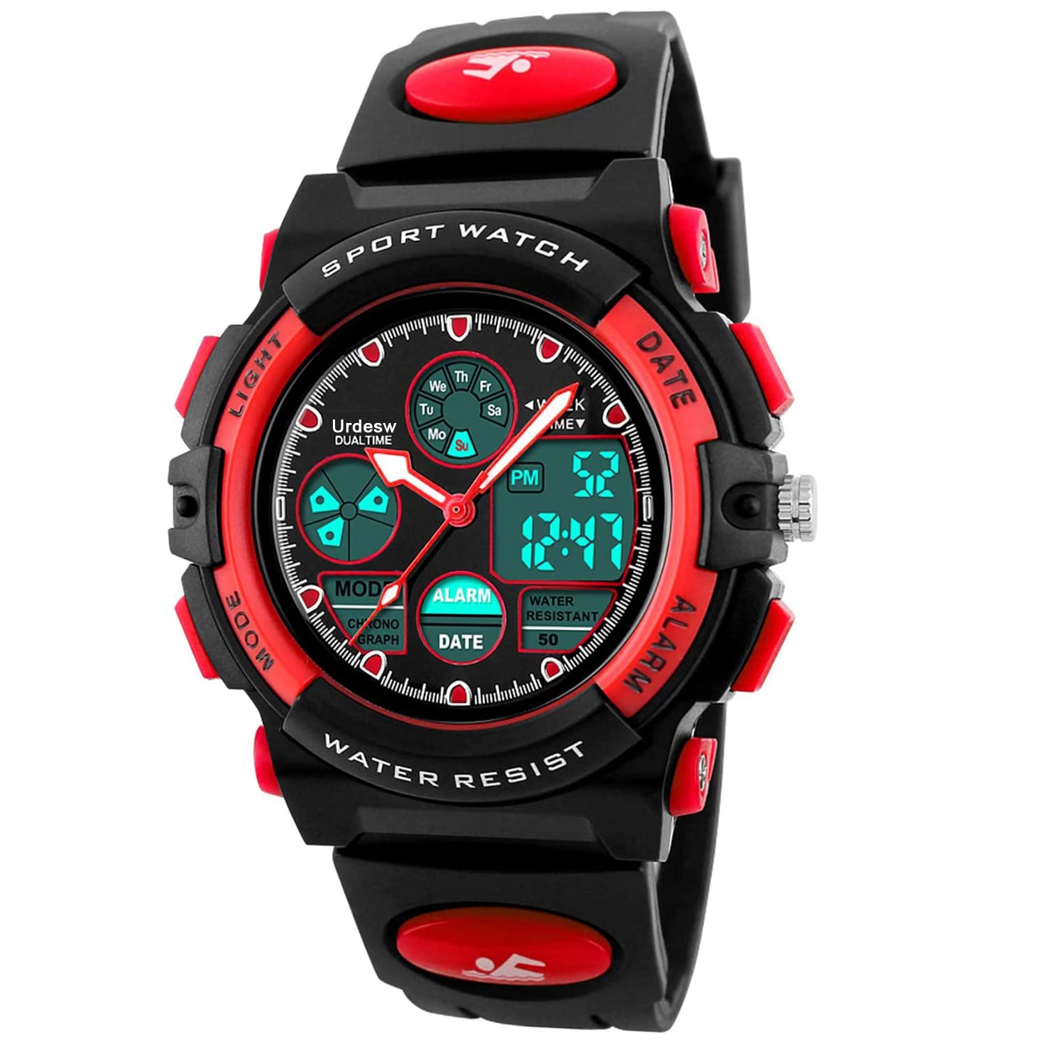 Urdesw Kids Digital Waterproof Watches for 6-15 Year Old Boys ...