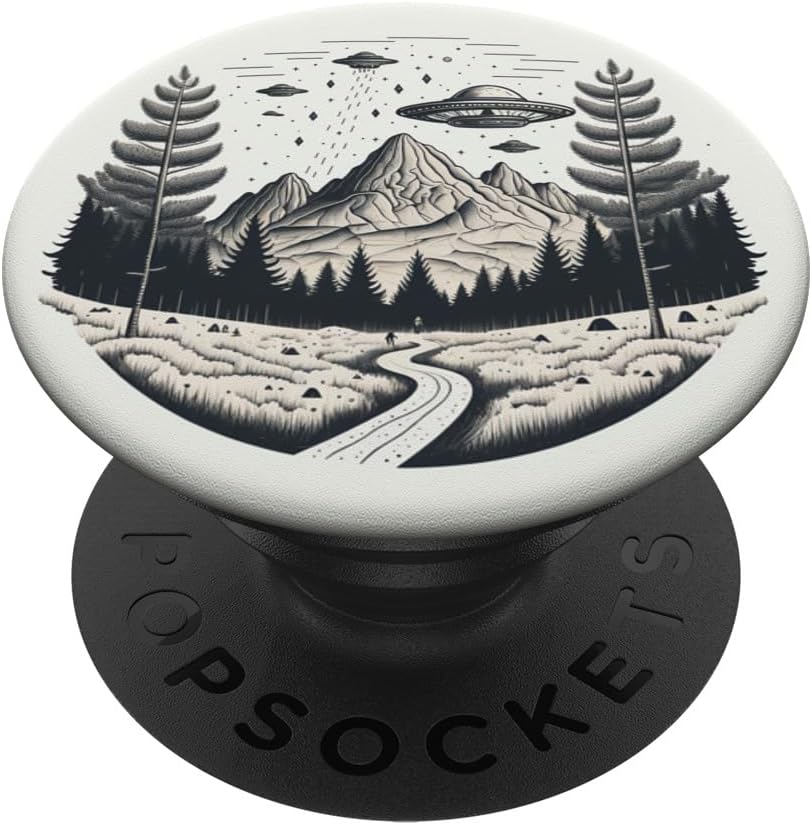 Amazon.com: Flying Aliens UFO Saucer surrounded by mountains PopSockets ...