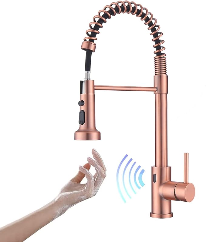 Avola Copper Touchless Kitchen Faucet,Hands Free Touchless Kitchen Sink ...