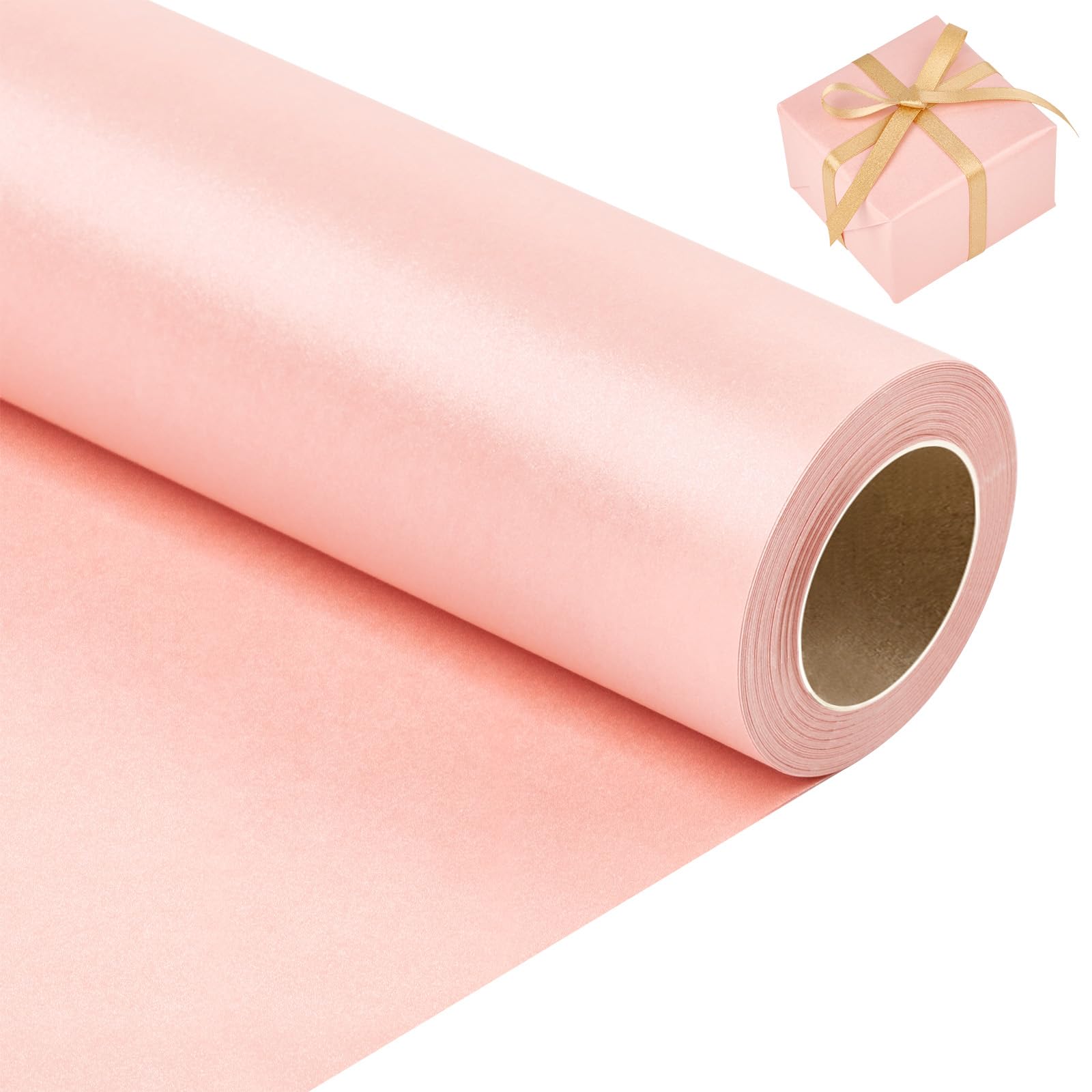Amazon.com: Mauproy Pink Wrapping Paper Roll, 17in x 32.8ft Pearly ...