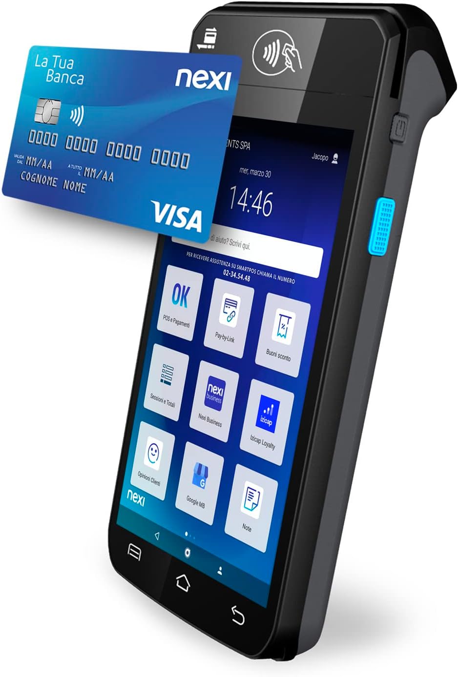 Nexi SmartPOS Mini a Canone Zero, Pos Portatile Contactless, Lettore Elettronico Portatile per ...