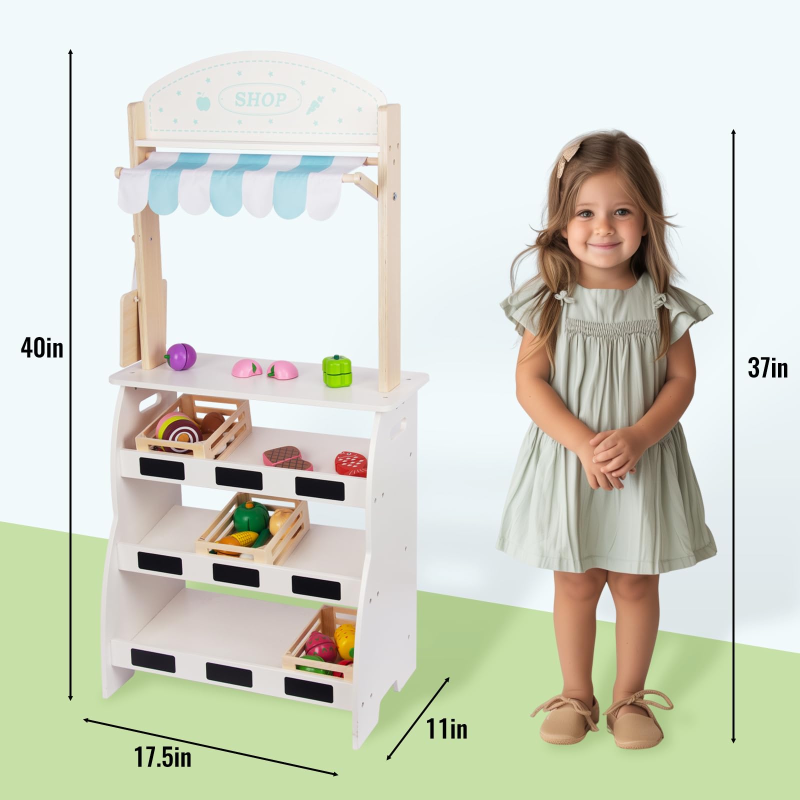 Play Kitchen Accessories Costway Wooden Supermarket Play Toy Set Kids ...