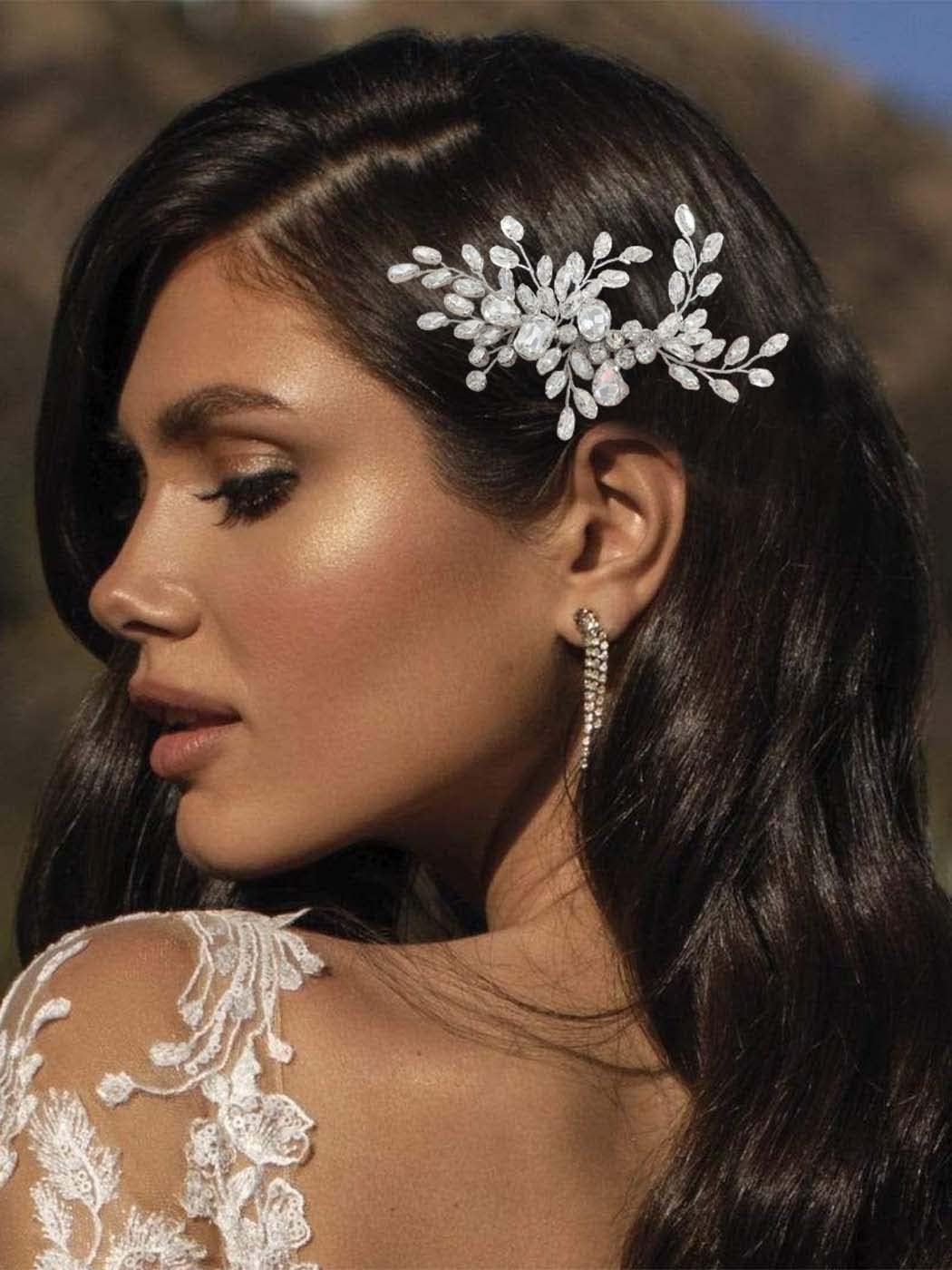 Amazon.com : Catery Crystal Bride Wedding Hair Comb Silver Side Combs ...