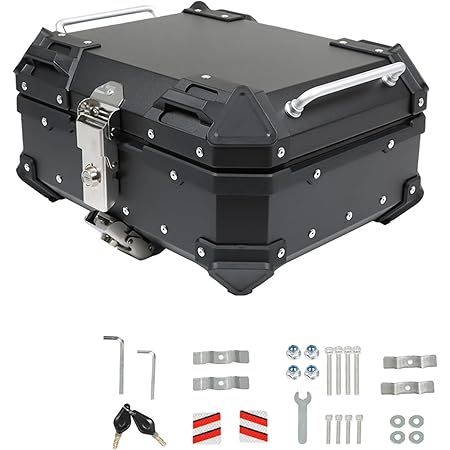 Amazon.com: labwork 22L Motorcycle Top Case Tail Box with Backrest and ...