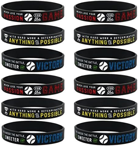 Amazon.com: Inkstone (12-pack) Baseball Bracelets with Motivational ...