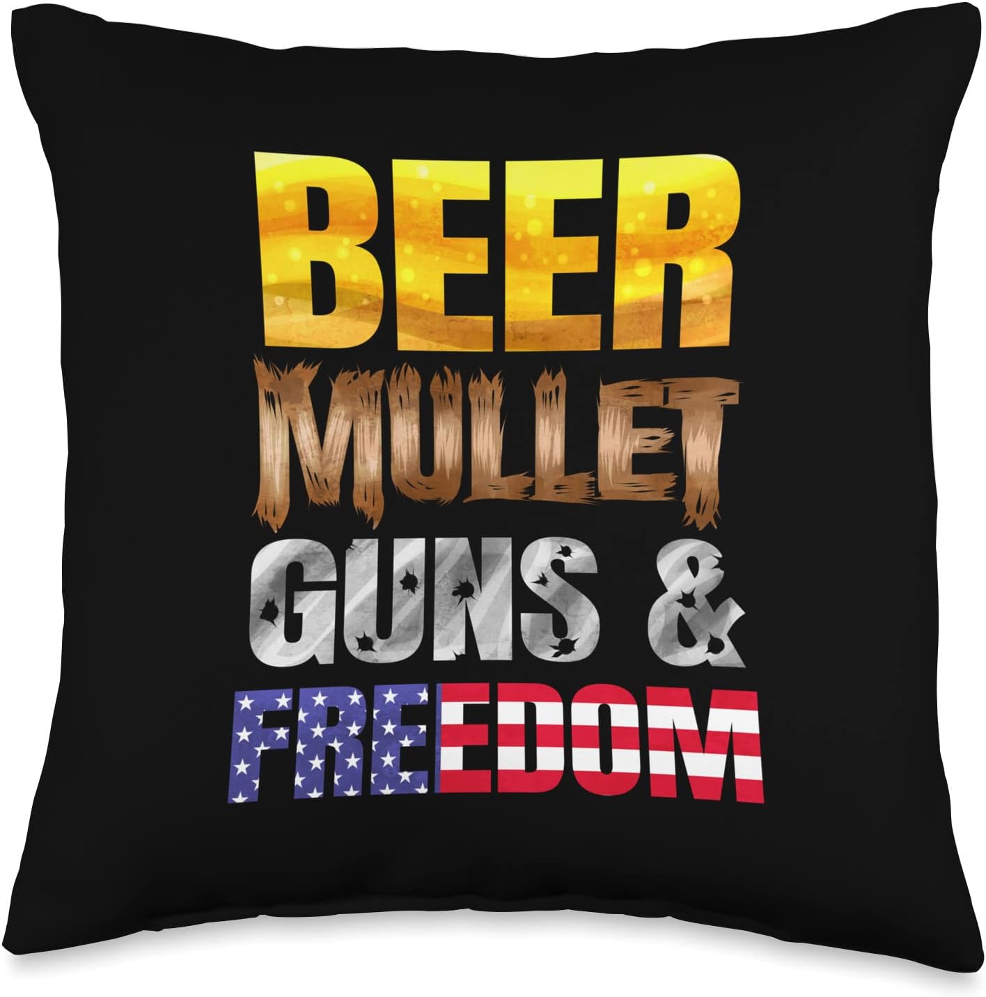Amazon.com: Beer Mullet Guns and Freedom - Funny Patreotic Mullet Throw ...