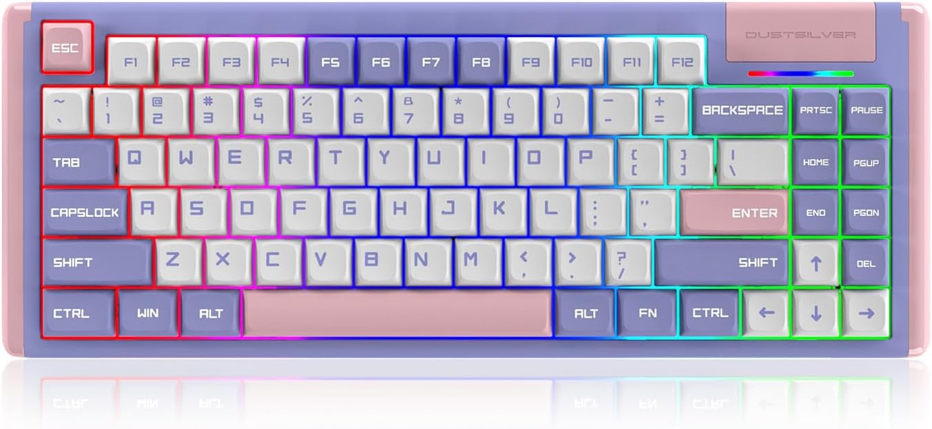 DUSTSILVER D84 Wireless Mechanical Keyboard - 75% Compacet Layout, 2.4G ...
