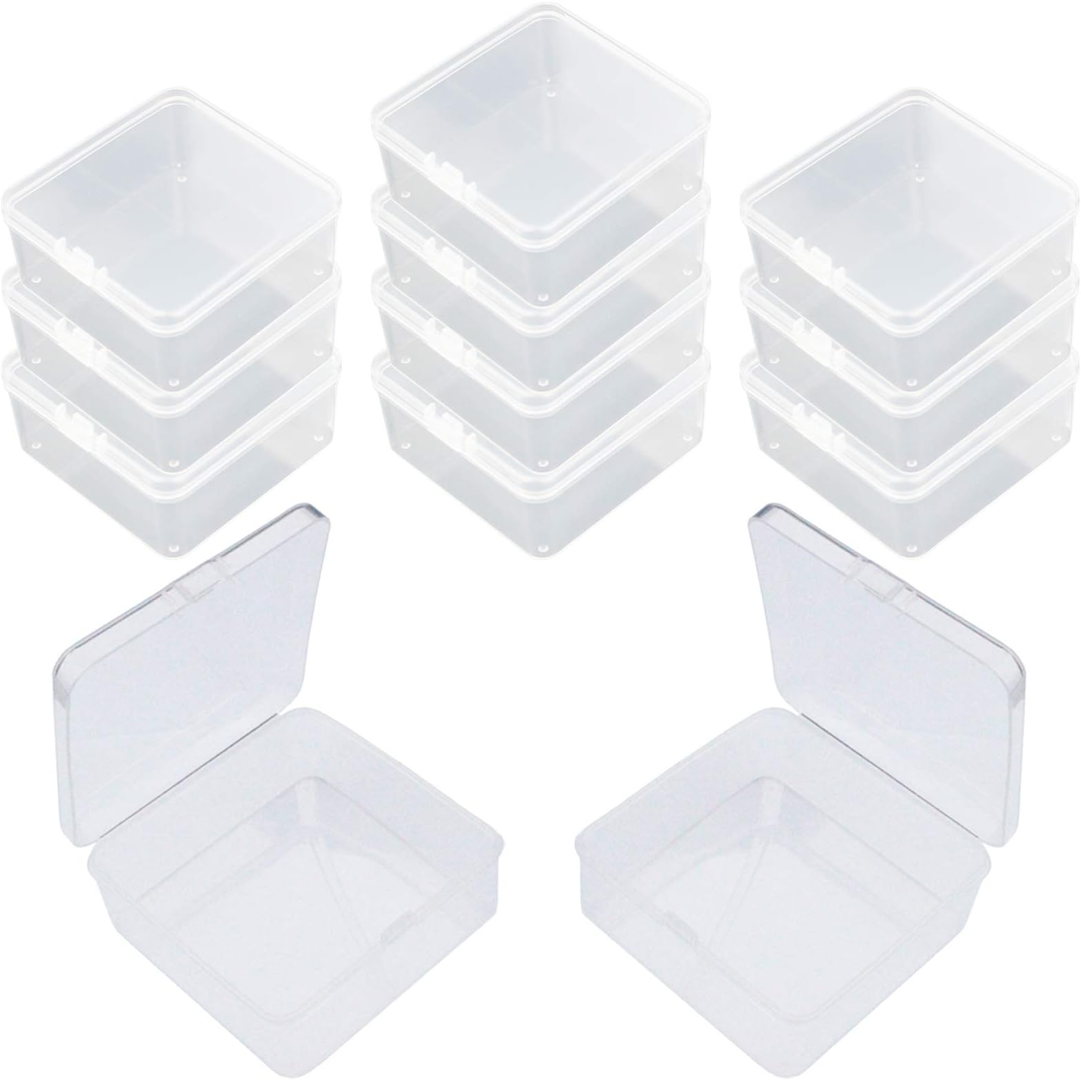 BELLE VOUS 12 Pack Small Clear Plastic Storage Box Containers with ...
