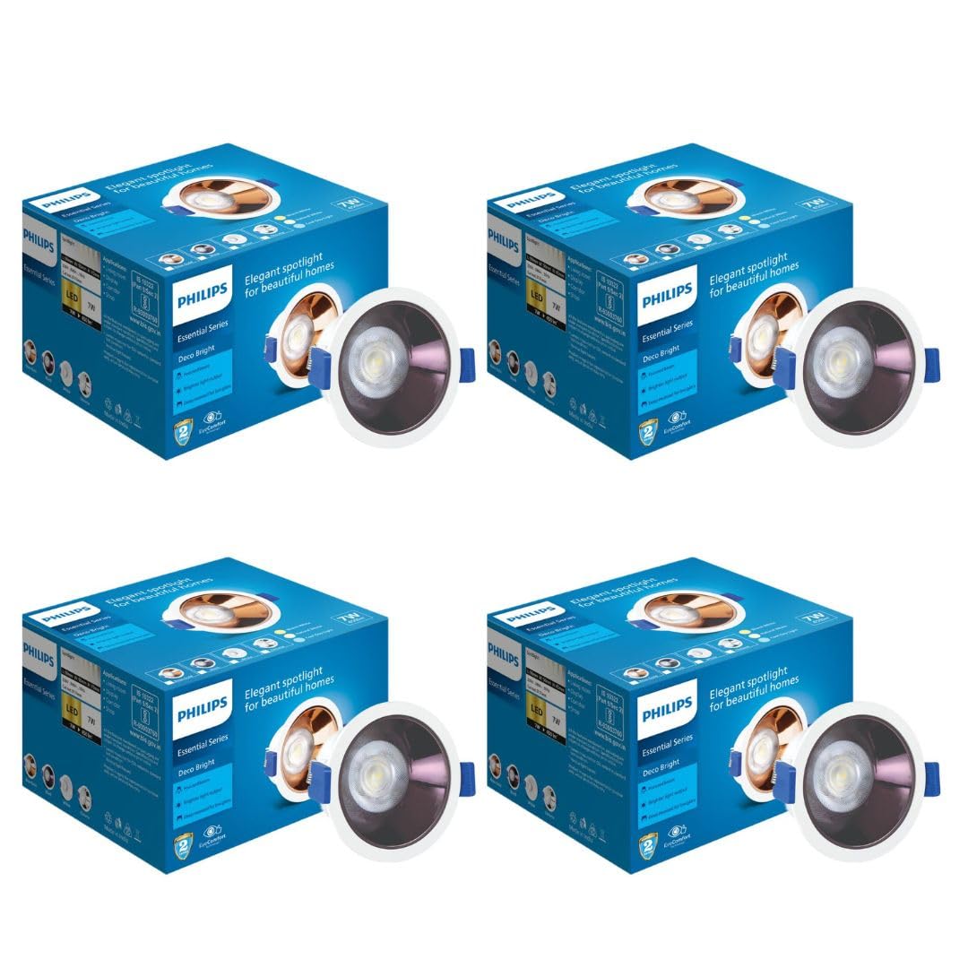 PHILIPS 7 Watt Black Reflector LED Ceiling COB Round Spot Light with ...