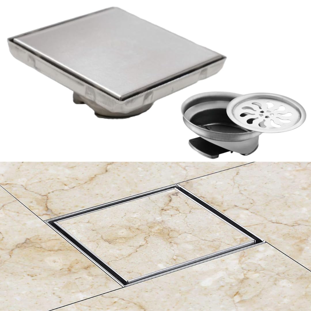 DEEGAA MART Tile Insert Floor Drain 6 inch, Marble/Stone Insert with ...