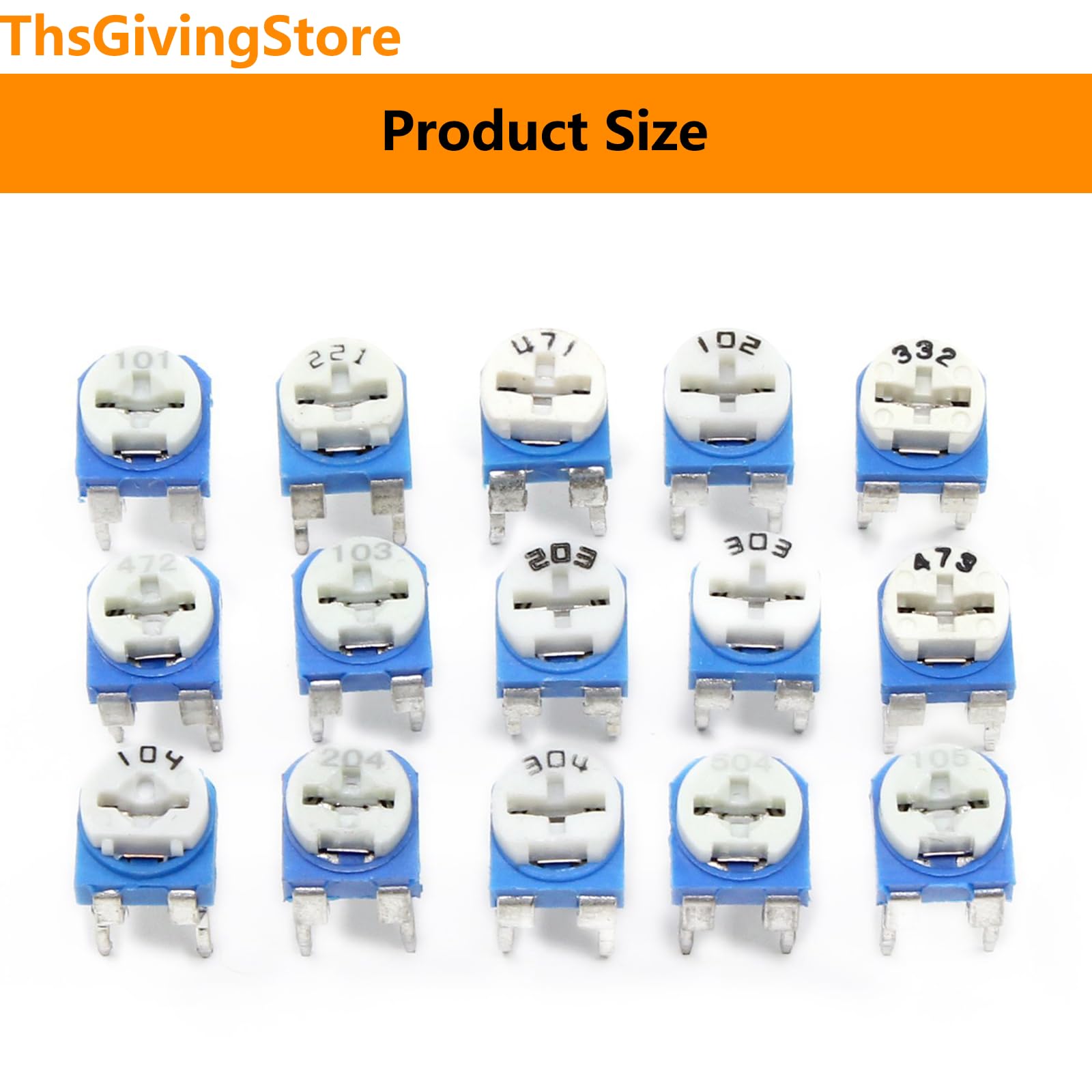 Resistors Assortment Kit 15 Values 100-2M Ohm Potentiometer, 6mm ...