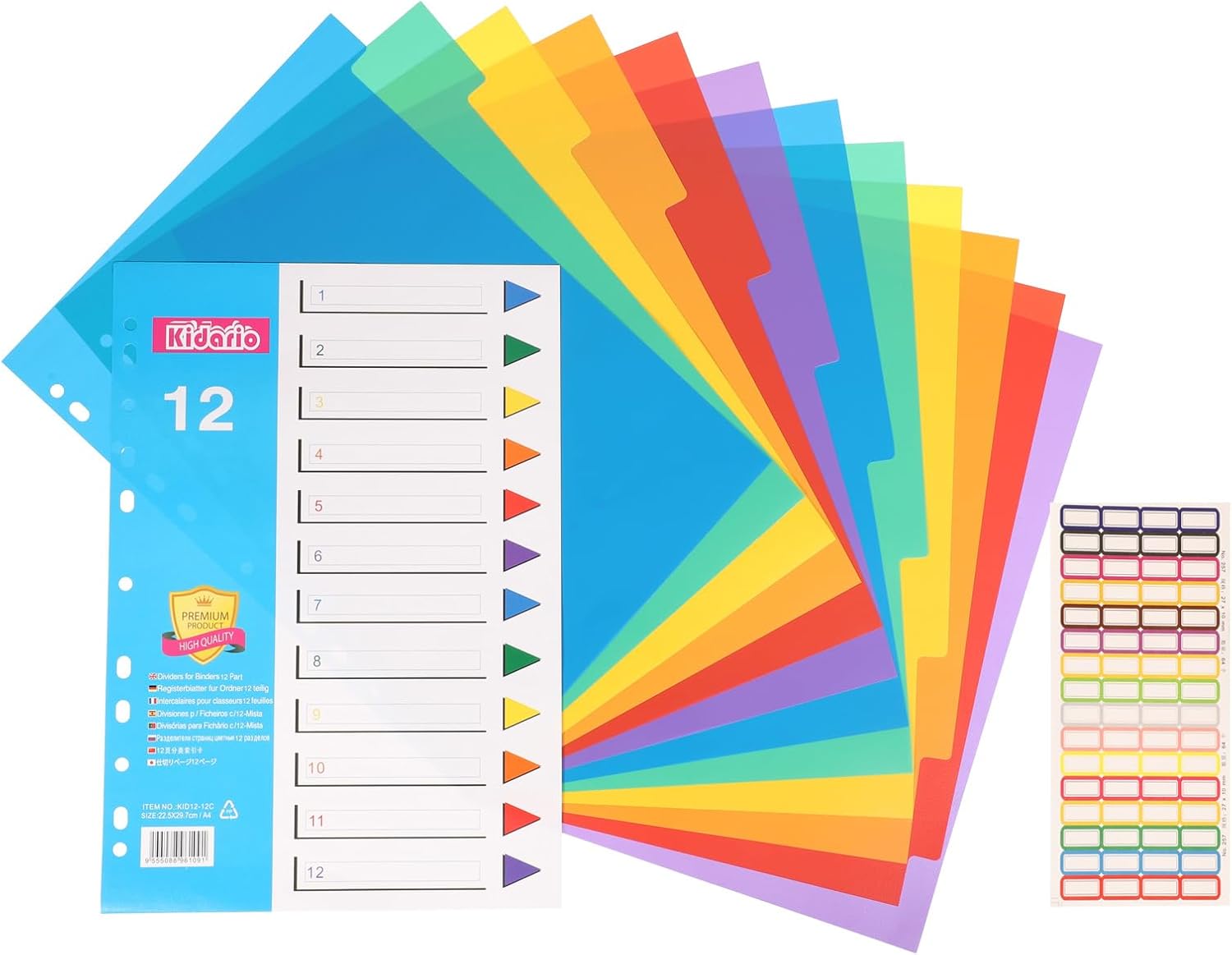 File Dividers A4, 6 Pack 12 Part Folder Dividers Coloured Plastic A4 ...