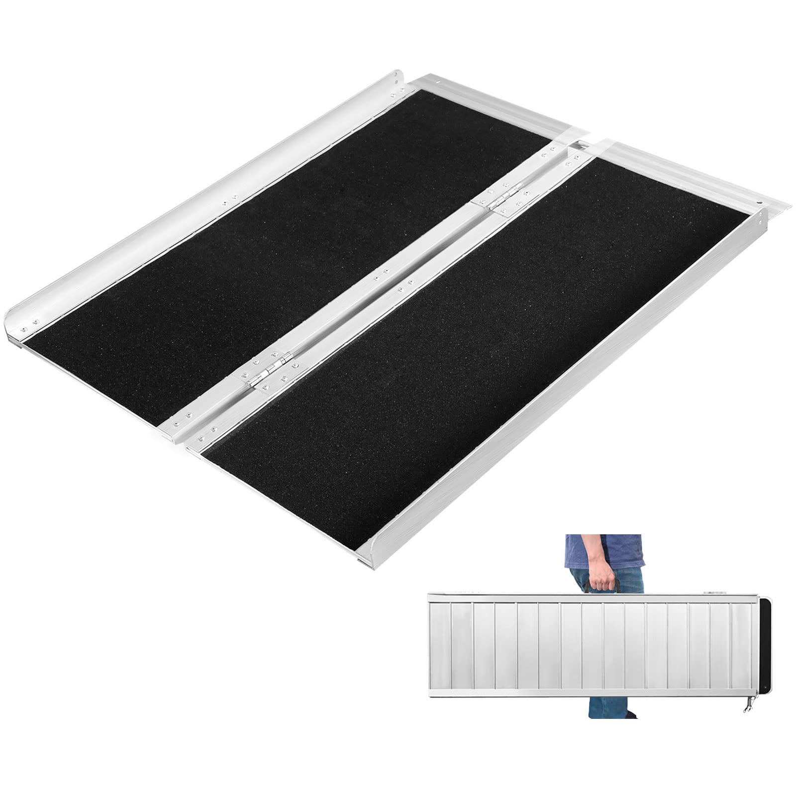 Non Skid Wheelchair Ramp 4FT Aluminum Portable Handicap Threshold Ramp ...