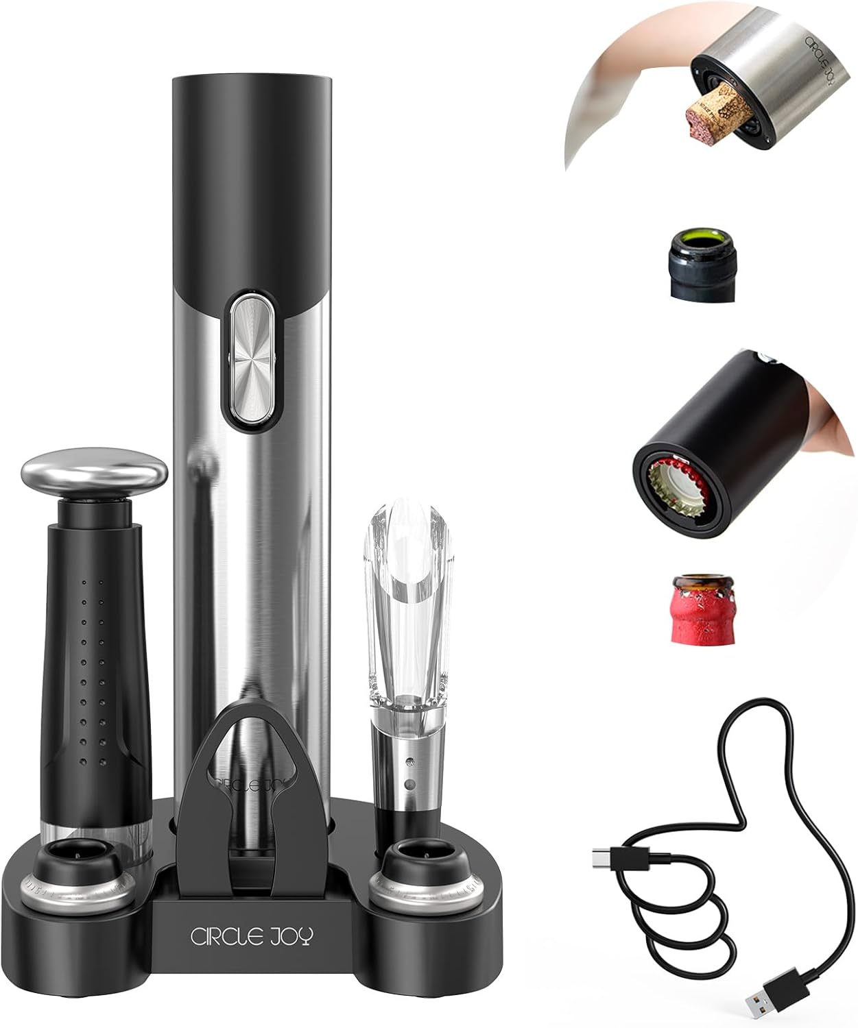 Amazon.com: CIRCLE JOY Electric Wine Opener Set Automatic Wine Opener ...