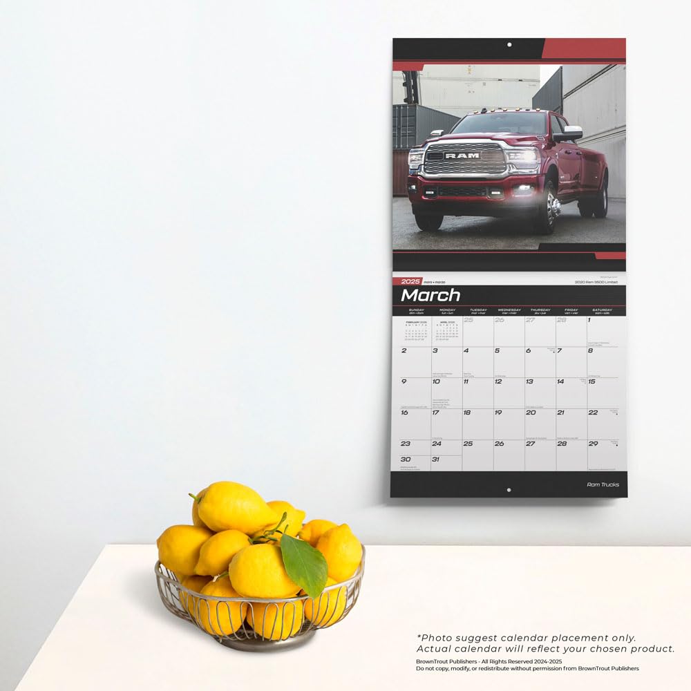 Snapklik.com : Ram Trucks OFFICIAL 2025 12 X 24 Inch Monthly Square ...