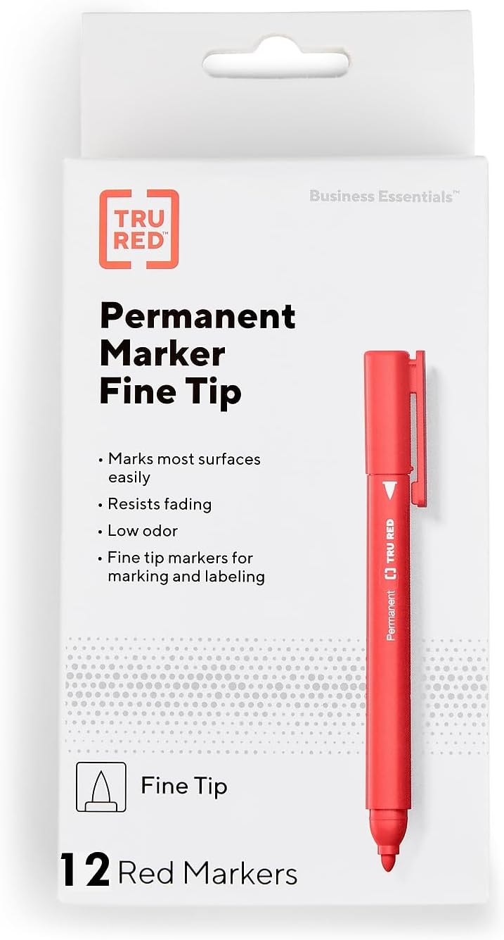 Amazon.com : TRU RED Staples 24376656 Pen Permanent Markers, Fine Tip ...