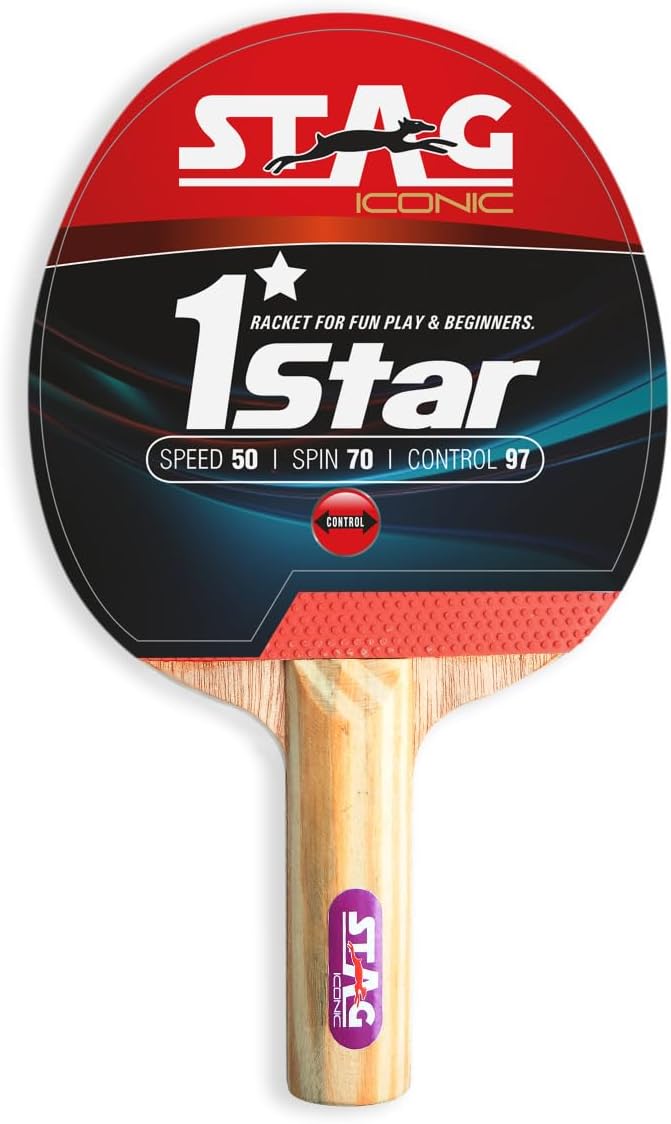 Stag Iconic Table Tennis (T.T) Racket - Black/Red Grip Designed ...