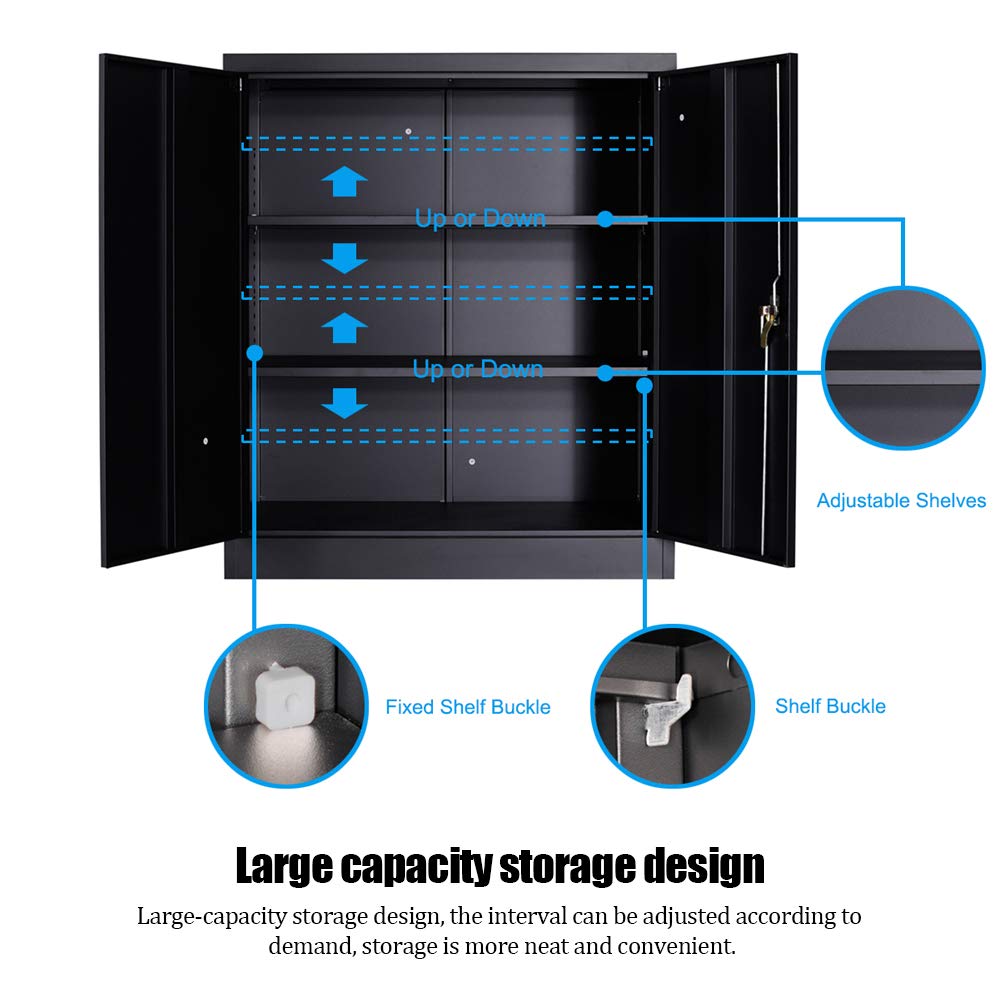 Metal Storage Cabinet, Fohufo Lockable Steel Storage Cabinet with Doors ...