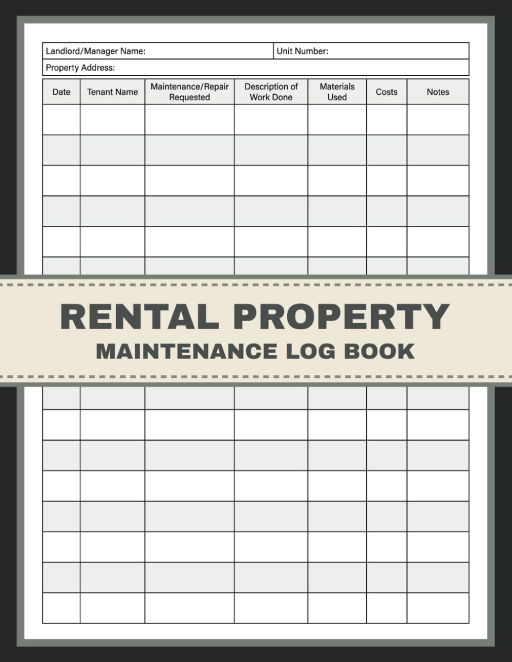 Rental Property Maintenance Log Book: A Record Book for Landlords and ...