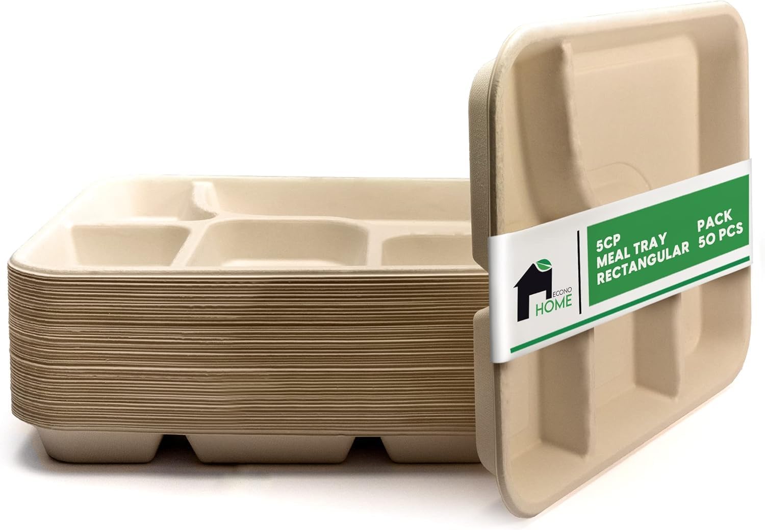 Amazon.com: [500 Pack] 5 Compartment Trays, 100% Compostable Paper ...