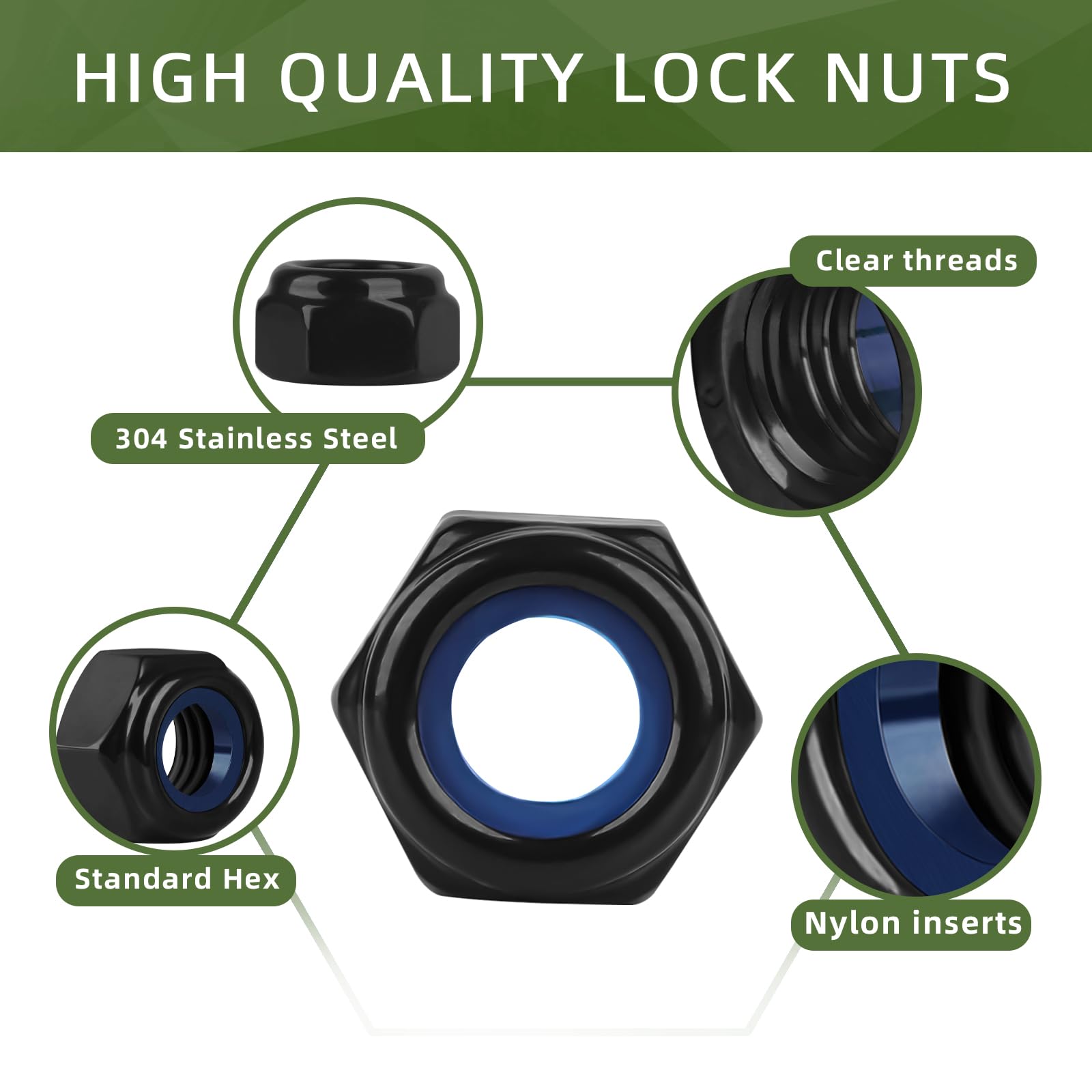 Snapklik.com : 50 PCS M4-0.7 Nylon Insert Locknuts, Standard Metric Thread Self-Lock Nylon ...
